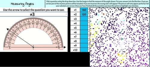Measuring Angles Using a Protractor Pixel Art | To the nearest 5 degrees