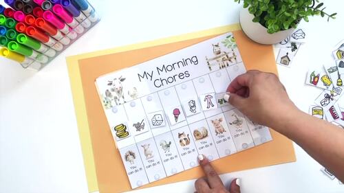 Farm Animals Chore Charts, Editable Visual Schedule & Summer Chore Cards
