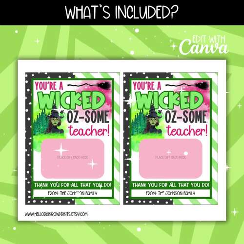 Wicked Teacher Staff Appreciation Week Theme Gift Card Holder, Thank ...