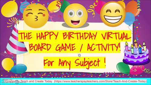 HAPPY BIRTHDAY Digital Board Game Interactive Activity ANY SUBJECT ...