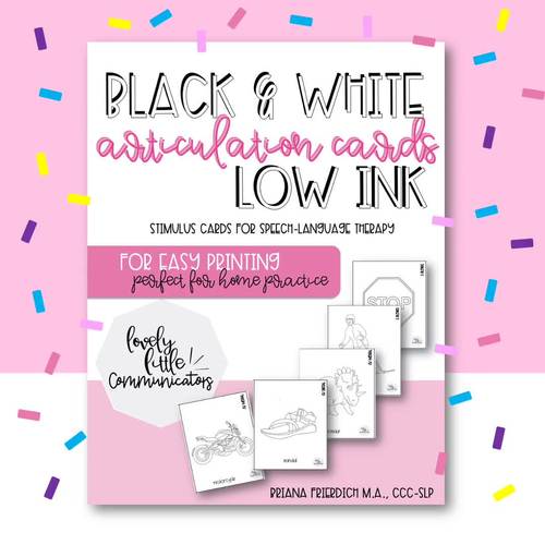 Black and White Easy to Print Speech Articulation Cards , Low Ink