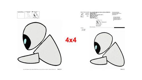 Minimalist EVE inspired robot character machine embroidery designs ...