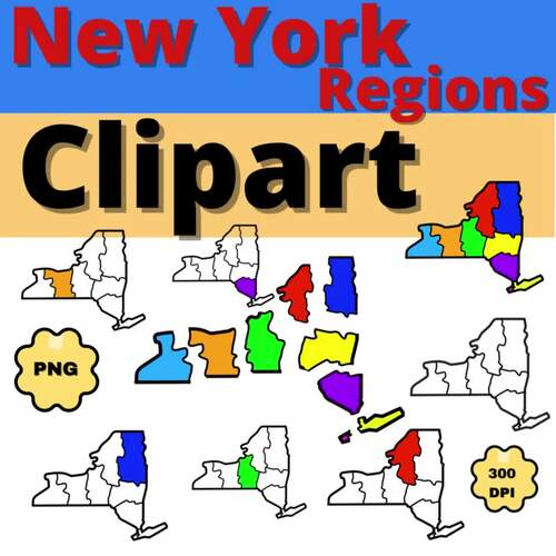 New York State Regions History Clipart Maps Set Resource by ...
