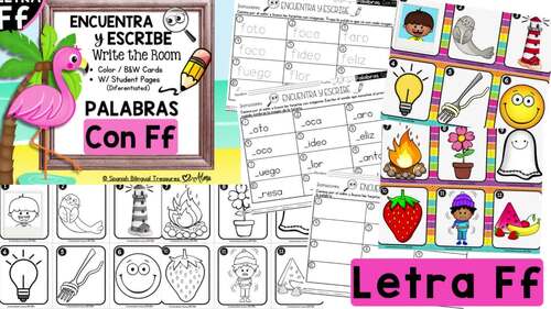 Spanish- Encuentra y Escribe Letra Ff| Write the Room by Alma Almazan