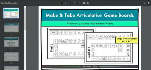 R & L Sound Articulation Activities, Multisyllabic Words Games Speech ...