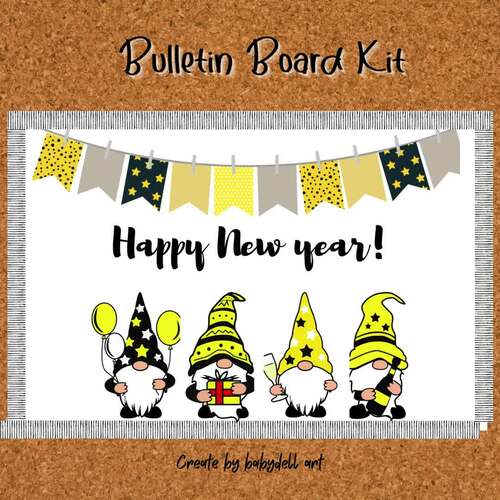 New Year Bulletin Board or Door Kit by BABYDELL ART | TPT