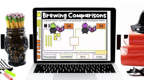 Halloween Comparing Numbers Using Place Value October Math Activity 2nd ...