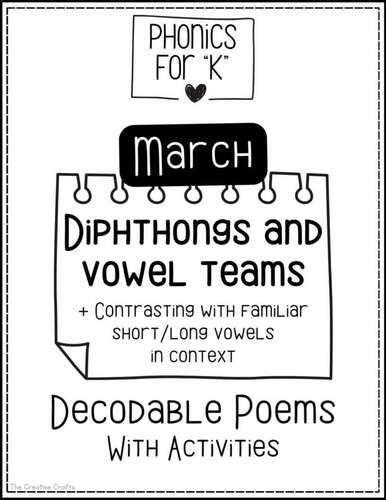 March Phonics Decodable Poems for 1st: Diphthongs and Vowel Teams, SoR ...