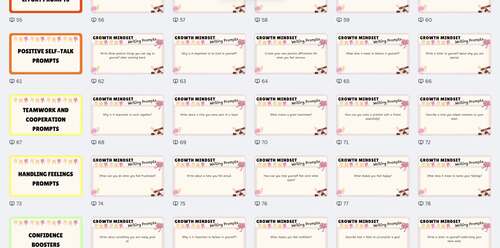 100 Growth Mindset Writing Prompts for Lower Elementary | SEL & Social ...