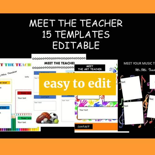Meet The Teacher editable templates by PE and Swimming with Ms Yulia