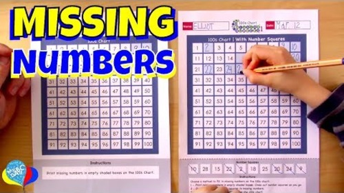 Hundreds Chart Missing Numbers 1 to 30 Worksheet Video Mini-Lesson