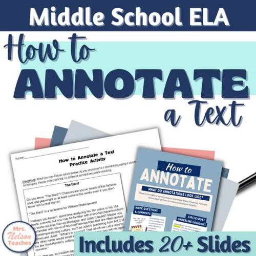 How to Annotate a Text Activity by Mrs Nelson Teaches | TPT