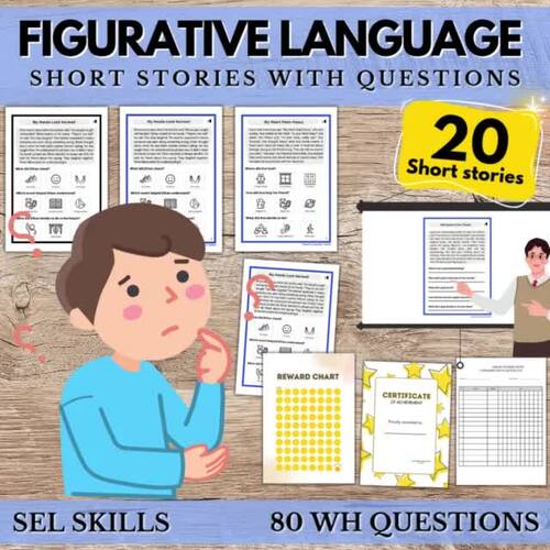 Figurative & Abstract Language Stories W/ Questions Visuals Worksheet ...