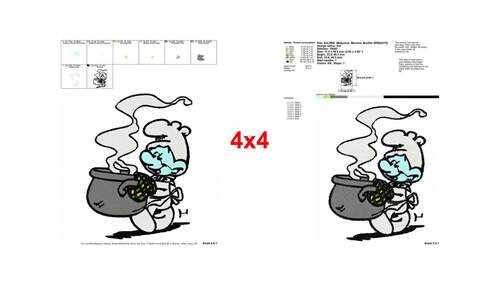 Smurf Chef Cooking Steaming Pot Cartoon Embroidery Designs - Instant ...