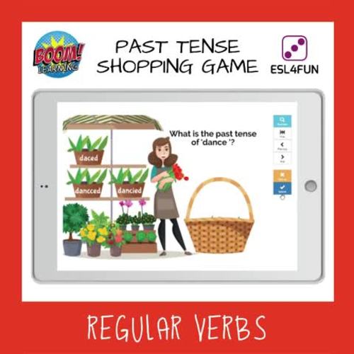 Boom Cards - Regular Past Tense Verbs Shopping Game by ESL4FUN | TPT