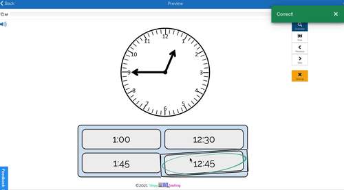 Math Telling Time to 15 Minutes Boom™ Card Deck by Sleepy Owl Teaching