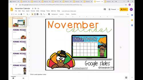 November Digital Calendar Time by KeepingKinder | TPT