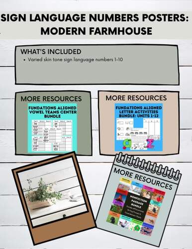 Modern Farmhouse Themed Sign Language Number 1-10 Posters ASL DHH ...