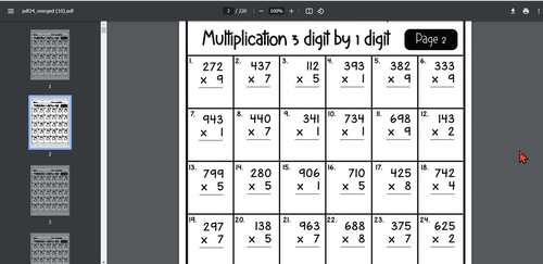 Multiplication 3-Digit by 1-Digit , math drills, multiplication worksheets.