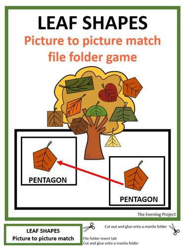 LEAF SHAPES File folder games for PRESCHOOL, K & SPECIAL EDUCATION.