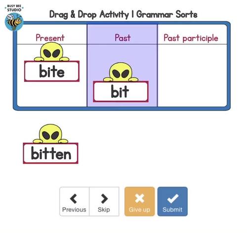 Irregular Past tense verbs sorts | Boom Cards Grammar Game 2 by Busy ...
