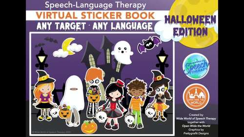 Speech Therapy Virtual Sticker Book Halloween Edition Boom Cards™