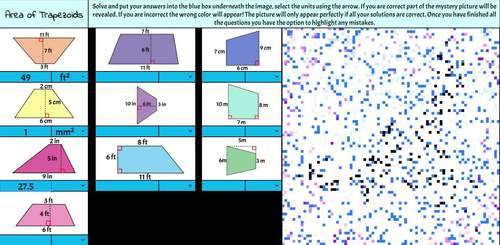 Area of Trapezoids Pixel Art by Pick Up and Go Resources | TpT