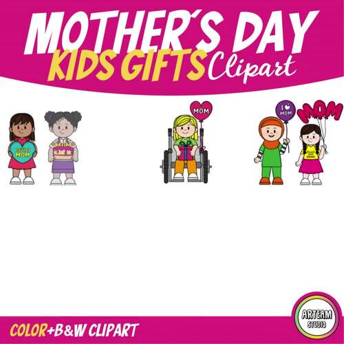 Mother's Day Kids With Gifts Clipart | ARTeam Studio Clipart by ARTeam ...
