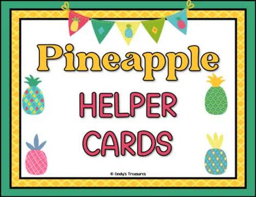 Pineapple Classroom Helper Cards by Cindy's Treasures | TPT