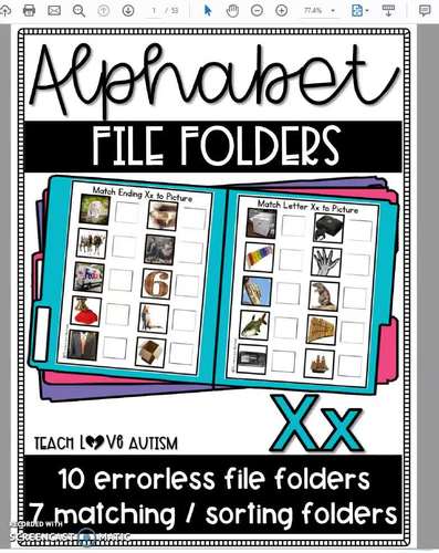 Alphabet File Folders Letter X by Teach Love Autism | TPT