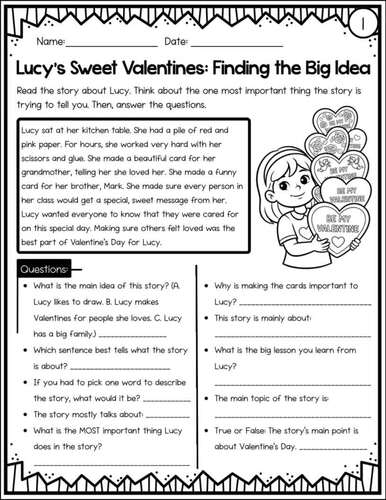 Valentine's Day Reading Passage 3rd Grade: 20 Activities | CCSS ELA ...