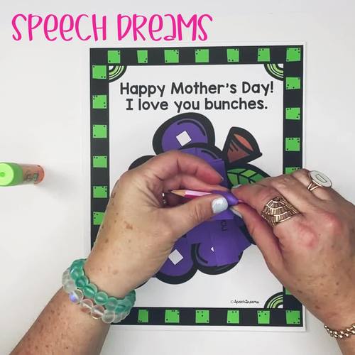 Mothers Day Speech Language Therapy Craft: Action Verbs Counting ...