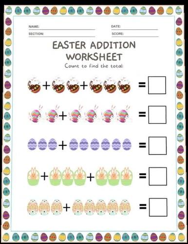 Easter Spring Math Activity Easter Symmetry Bunny Chick Easter Egg Math ...