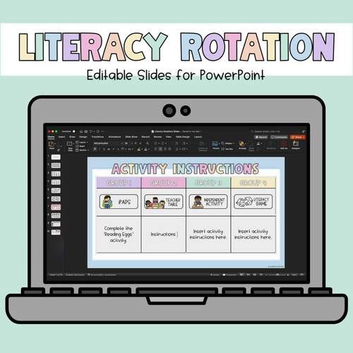 Editable Literacy Rotation / Centers Slides with Moveable Icons & Timers!