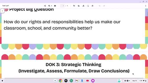 Rights & Responsibilities Inquiry | Depths of Knowledge Task Cards and ...