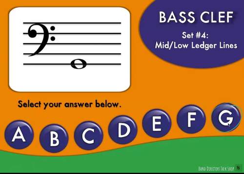 Bass Clef Note Names: Mid/Low Ledger Lines - Digital Music Theory Game
