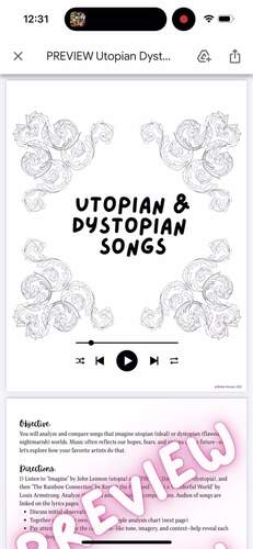 ELA Music/ Utopia & Dystopia in Song: Compare & Contrast Analysis Unit ...