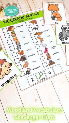 Woodland Vocabulary Scavenger Hunt Activity by Talking Mama Bears