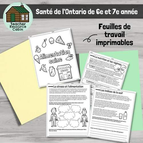 Grade 6/7 Ontario FRENCH HEALTH Workbooks by Teacher Resource Cabin