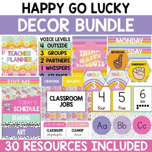 Groovy Classroom Decor BUNDLE / Retro Classroom Decor / Rainbow ...