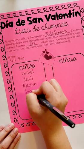 Valentine's Day Student Cryptogram Cards and Class List Letter | Bilingual