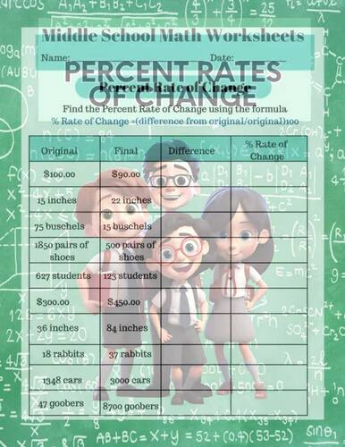 PERCENT RATES OF CHANGE - Middle School Math Worksheets by Scholastic ...