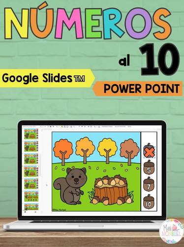 Numbers to 10 in Spanish for Google Classroom™ Números al 10, Fall, Otoño