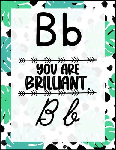 Tropical Leaves Alphabet Posters: Print and Cursive by I Teach Like a Boss