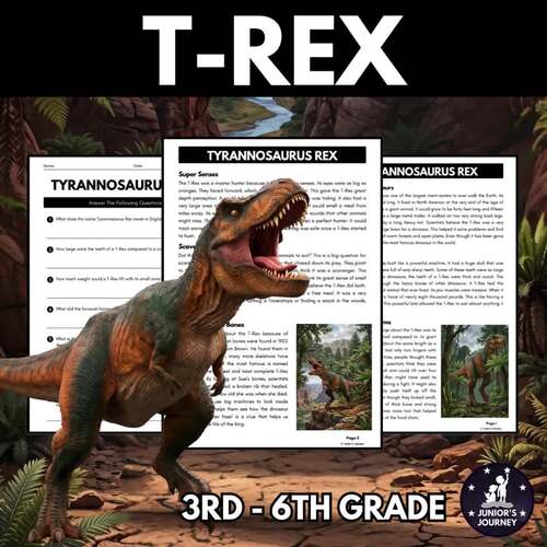 Tyrannosaurus Rex | Dinosaur Passage & Worksheet | Reading Comprehension