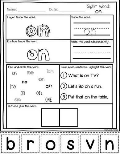 Kindergarten Sight Word Practice: Primer by Fortunate Firstie | TpT