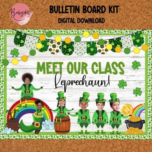 St Patricks Day Bulletin Board Kit Leprechaun Bulletin Board March Door ...