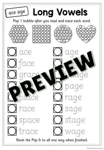 Pop It Decodable Read & Trace engaging wordlists Long Vowels + Split ...