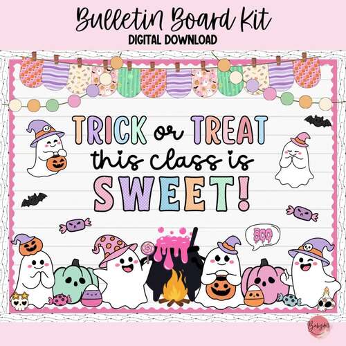 Halloween Bulletin Board Kit| Door Decor | Editable Pastel Ghost ...