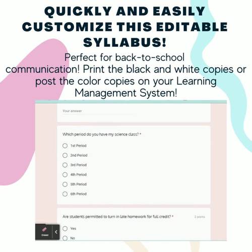 Science Syllabus Template and Google Form Set for High School Biology